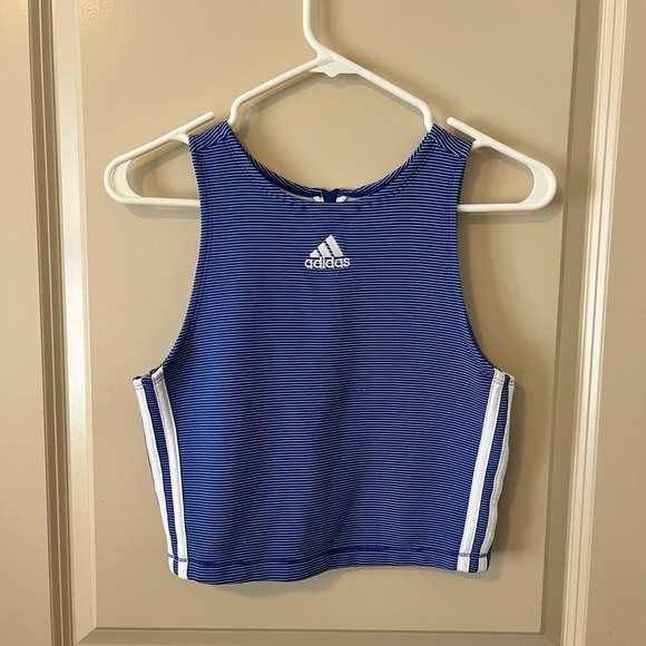 adidas | Tops | Adidas Blue And White Striped Top Bra | Poshmark